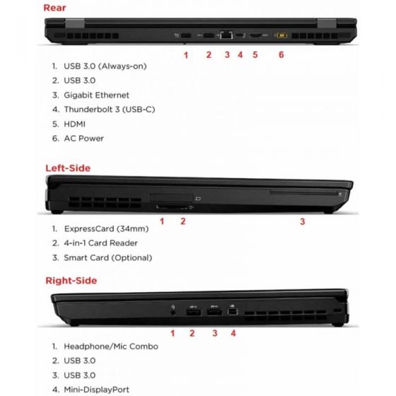 Lenovo Thinkpad P51 Laptop 15.6-inch Intel Core i7-6820HQ 2.7GHz 512GB ...