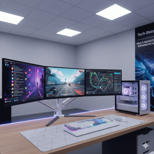 PC Workstation with 3 monitor setup and compact i5 12th Gen PC - All ...